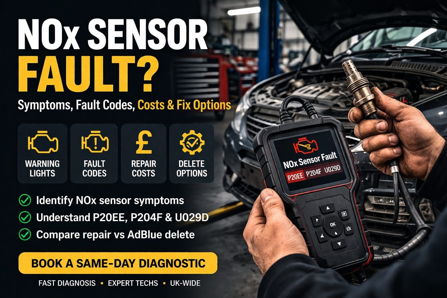 NOx Sensor Fault: Symptoms, Fault Codes and Fix Options UK